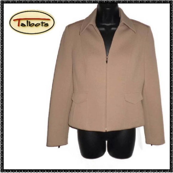 Talbots | Jackets & Coats | Talbots Jacket 8 Tan Zipper Detail Beige ...